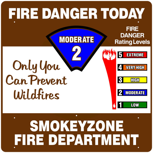 One Sided Fire Danger Today Sign | Fire Danger Sign | Smokey Zone ...