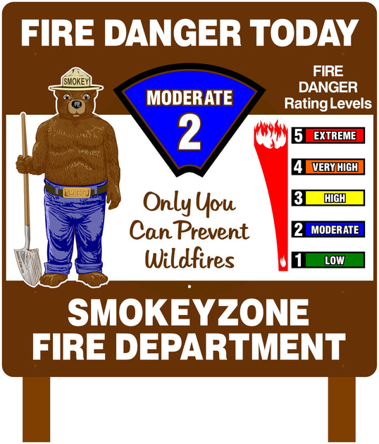 One Sided Fire Danger Today Sign | Fire Danger Sign | Smokey Zone ...